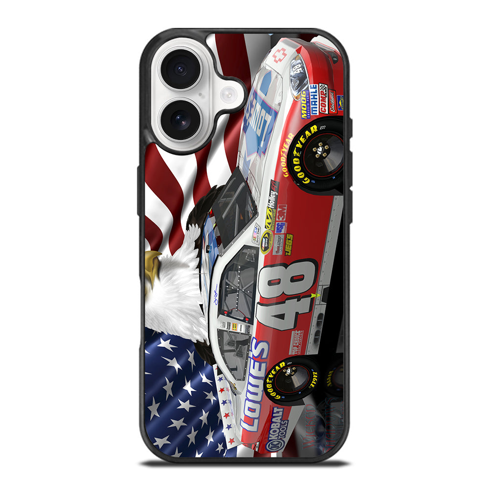 JIMMIE JOHNSON NASCAR AMERICAN FLAG iPhone 17 Case Cover – casecentro